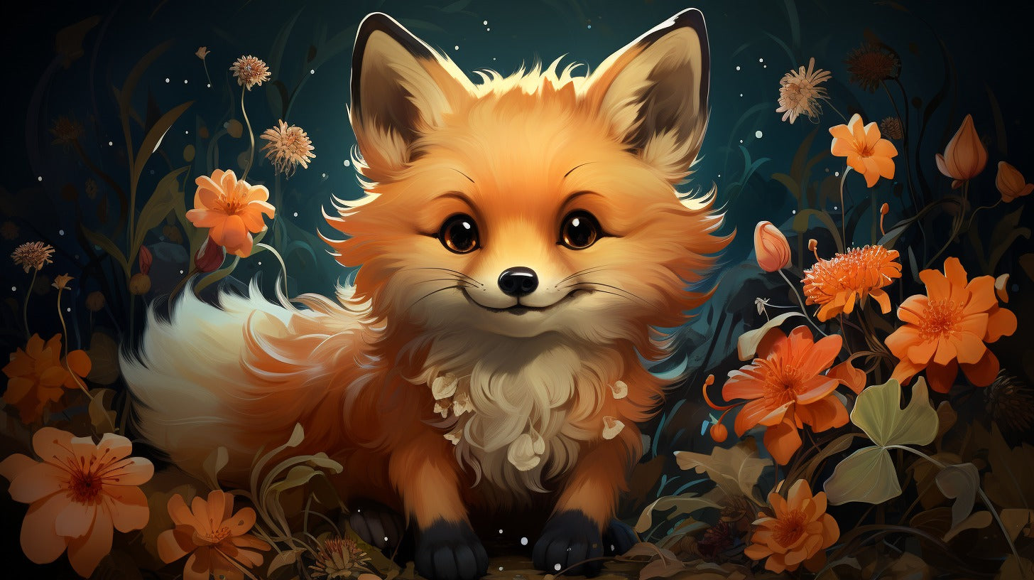 A Grinning Fox in a Sea of Blooms – All Diamond Painting