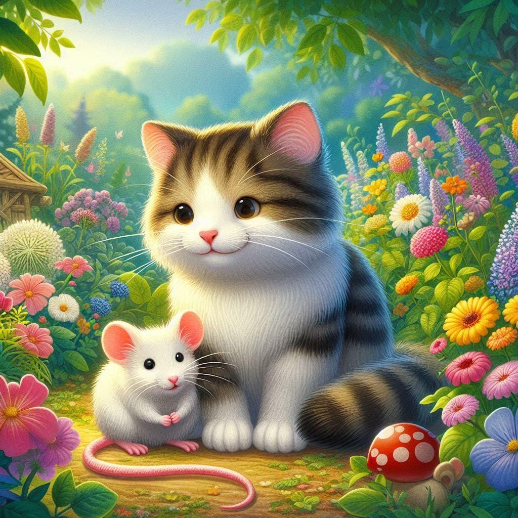 Cat & Mouse in Garden - Paint By Diamonds – All Diamond Painting