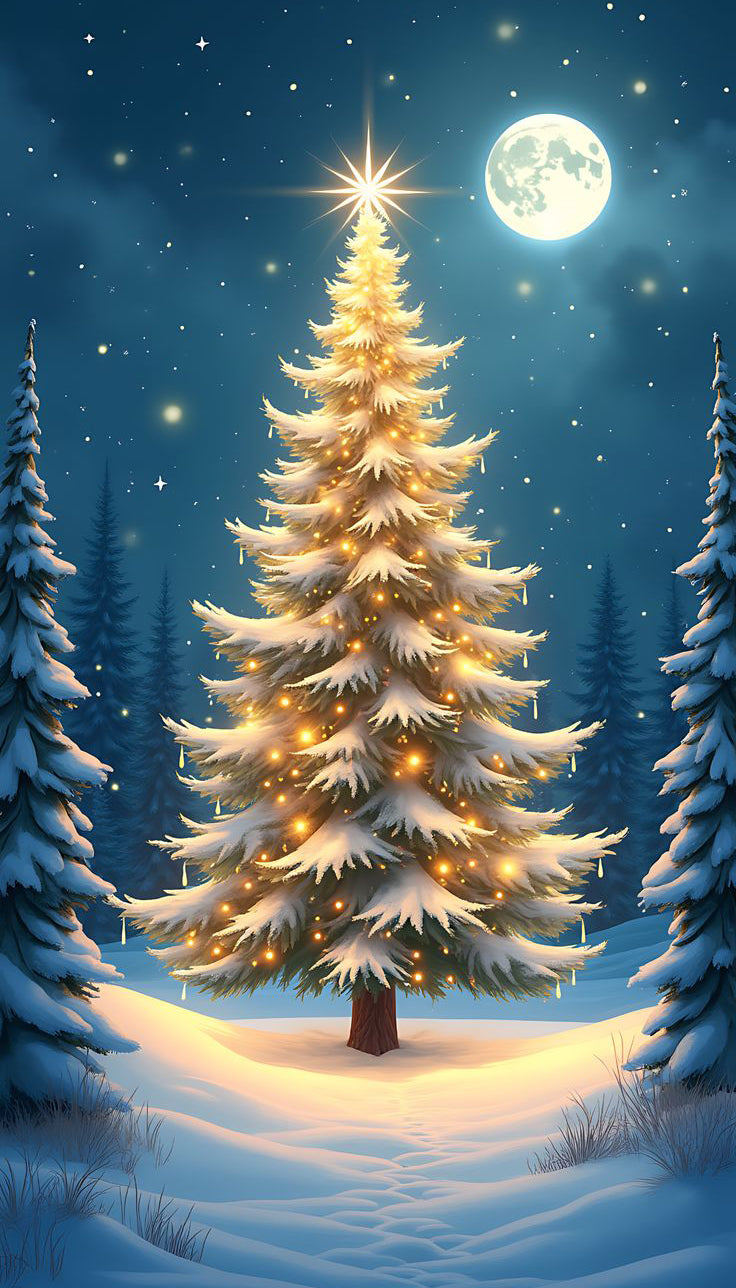 Christmas Tree with Full Moon – All Diamond Painting