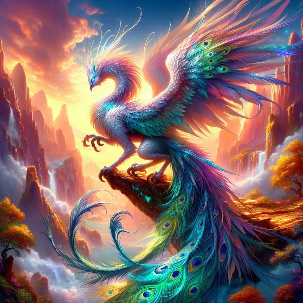 Monster Bird with Peacock Feathers – All Diamond Painting