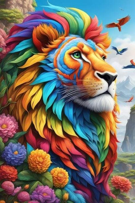 Multicolored Monarch Rainbow Lion - Painting Kit – All Diamond Painting