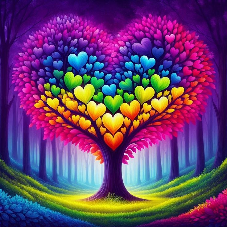 Rainbow Heart Tree - Painting By Diamonds – All Diamond Painting