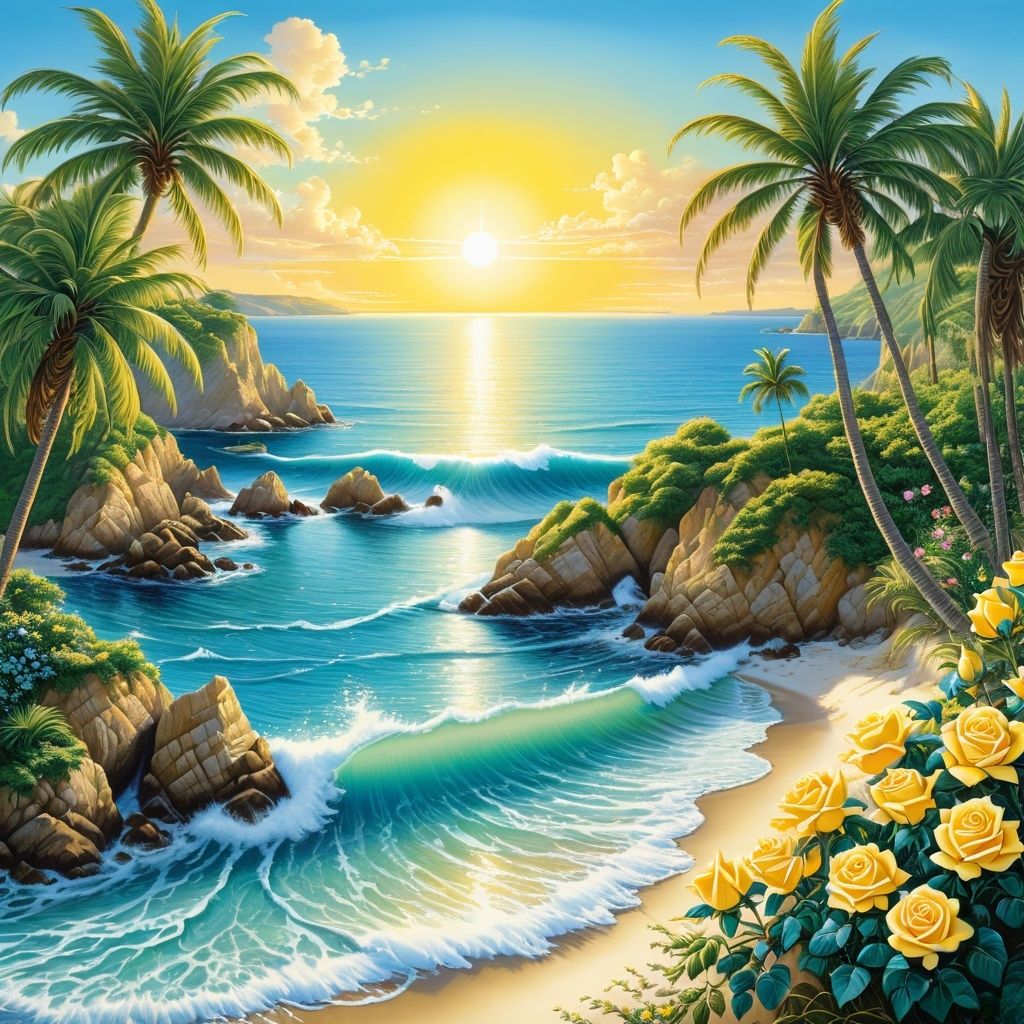 Sunset View on the Stunning Beach - Diamond Painting – All Diamond Painting