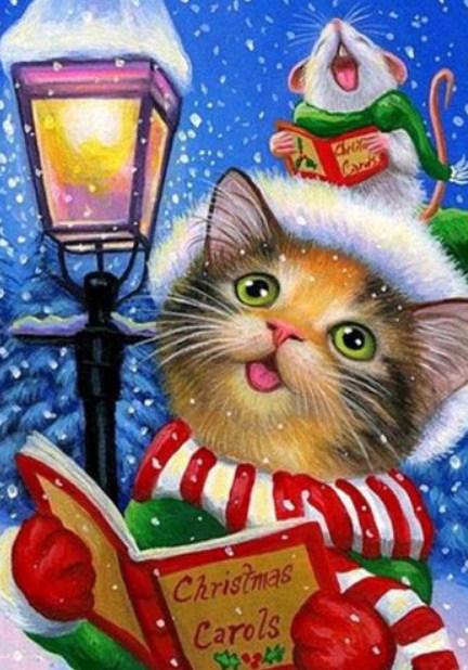 Christmas Cat Reading Book – All Diamond Painting