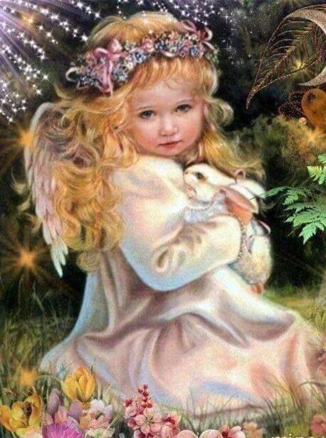 Little Angel Girl with Rabbit – All Diamond Painting