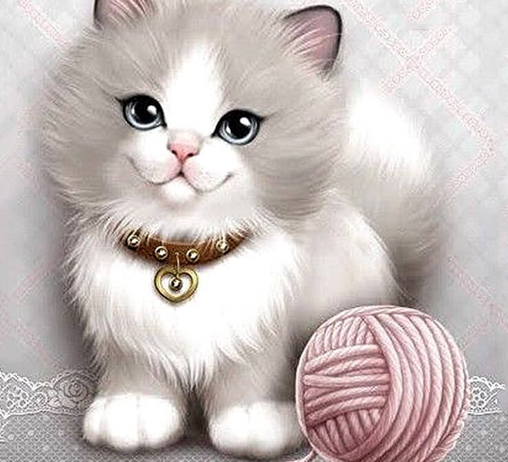 Sweet Kitty with Ball of Yarn – All Diamond Painting