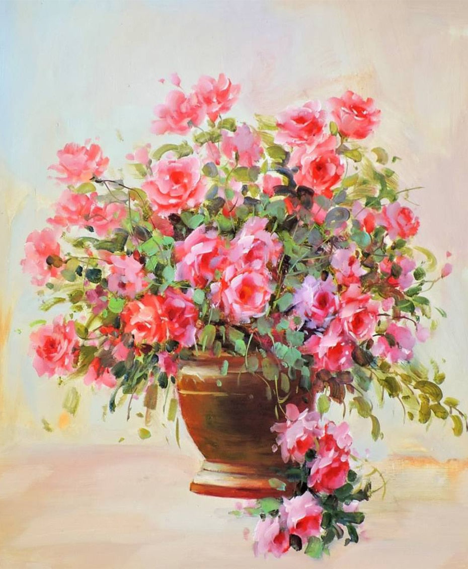 Fresh Pink Flowers Pot DIY Painting – All Diamond Painting
